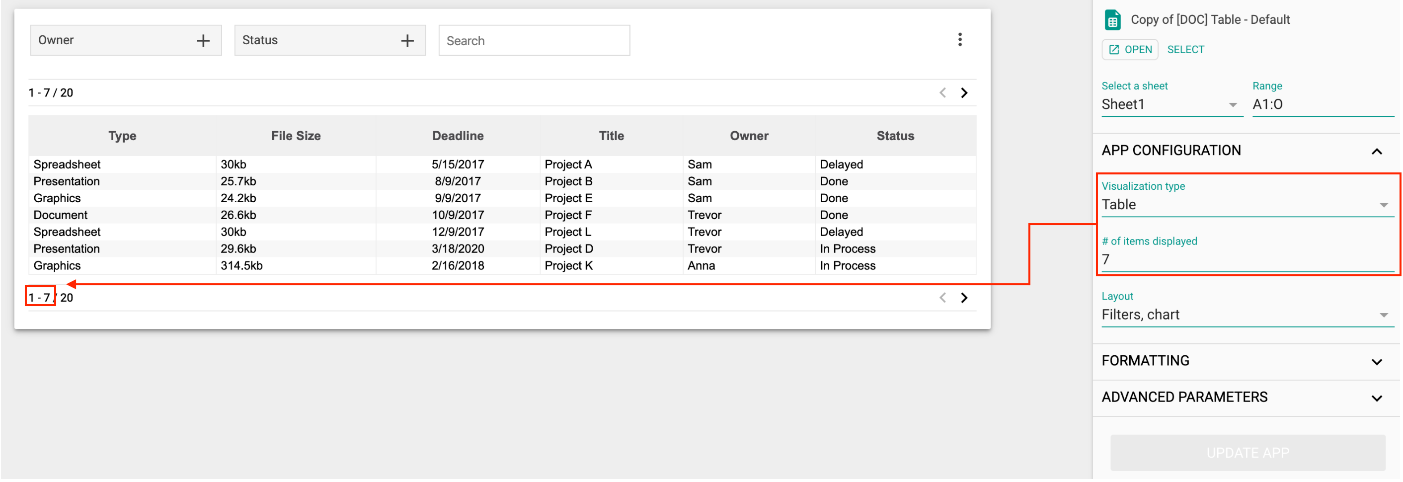 Table app: Presenting your data interactively in a tabular format ...
