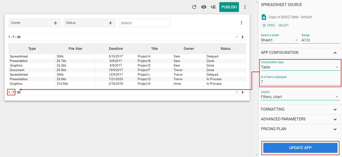 Table app: Present your data interactively in a tabular format ...